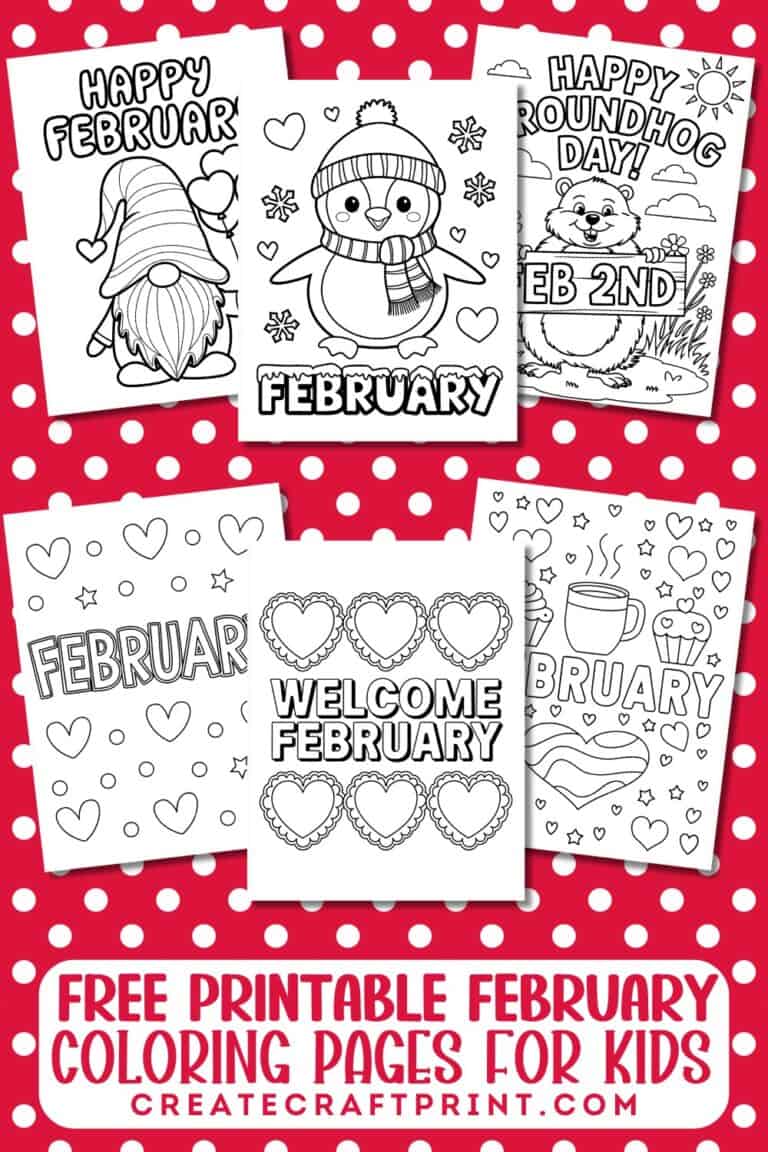 Free Printable February Coloring Pages for Kids - Create Craft Print