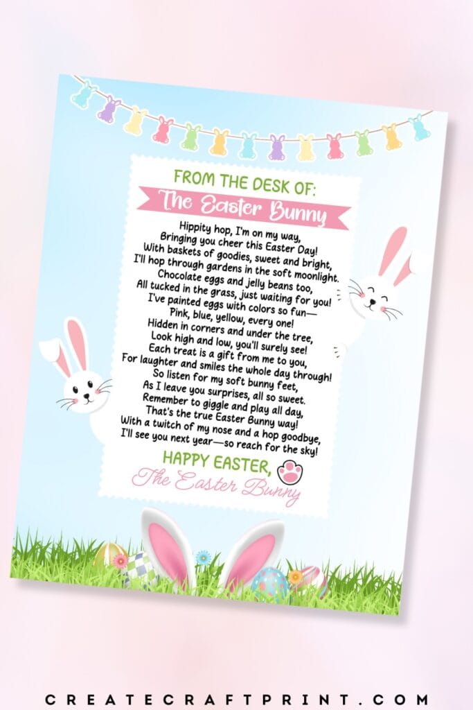 Free Printable Letter from the Easter Bunny - Create Craft Print